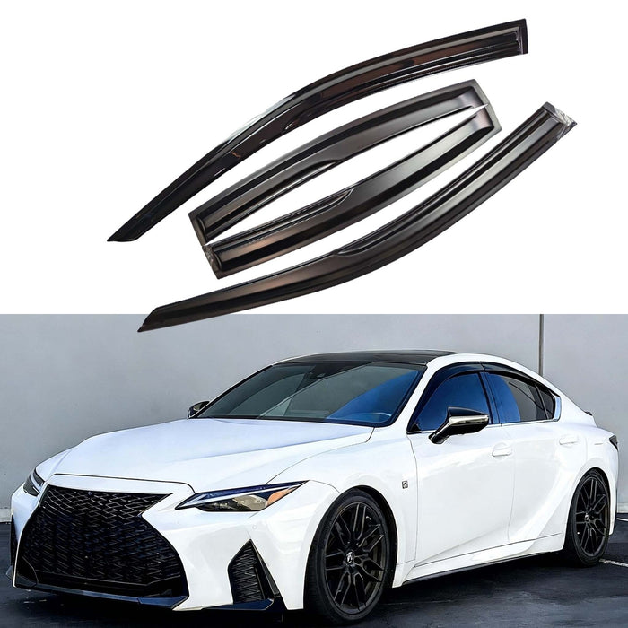 FOR 2021-2025 LEXUS IS300 IS350 PREMIUM BLACK TRIM WINDOW VISOR RAIN G ...