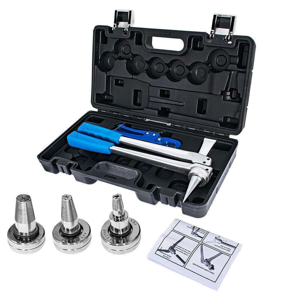 PEX Expansion Tool Kit Tube Expander And 1/2" 3/4" 1" Expander Heads W ...