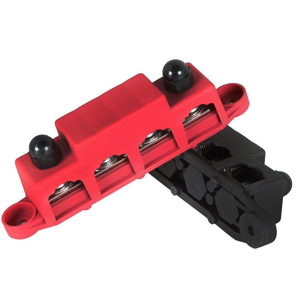 US Red and Black Pair 4 Post Busbar Bus Bar Power Distribution 12V 250 ...