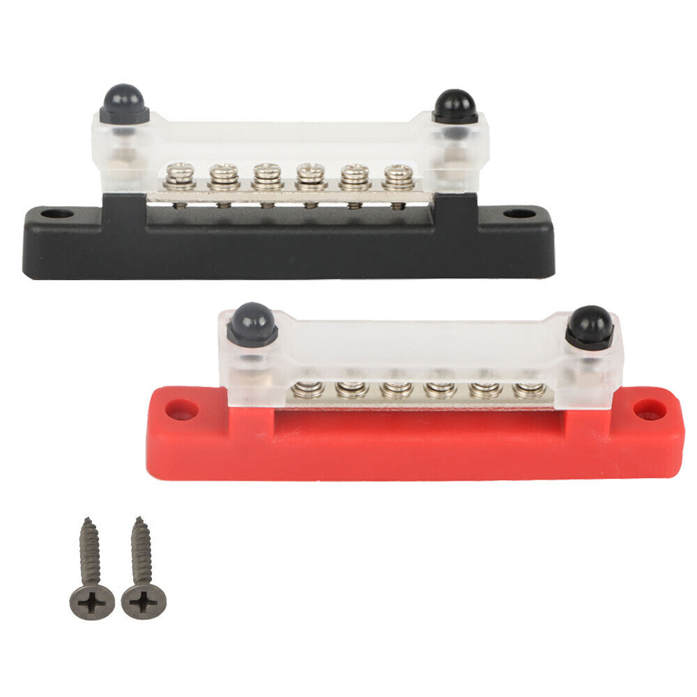 2Pcs Red & Black 48V Busbar Bus Bar Power Distribution 150A 6 Way Term ...
