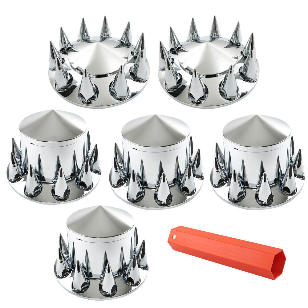 Chrome Hub Cover Kit 33mm Front Rear for Semi Truck Wheel Axle Covers ...