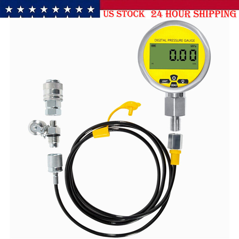 10000PSI Digital Hydraulic Pressure Gauge Test Coupling Kit 1/4 NPT 70 ...