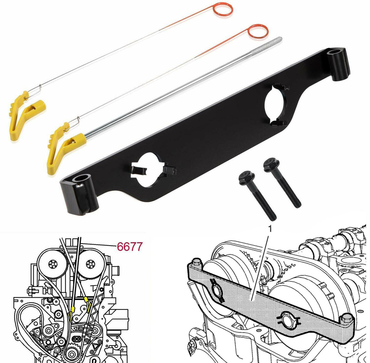 6677 Timing Chain Retainer Set EN-48749 & EN-48953 Cam Phaser Actuator ...