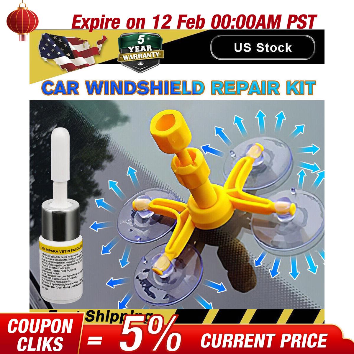 Windshield Repair Kit Quick Fix DIY Car Wind Glass Bullseye Rock Chip ...
