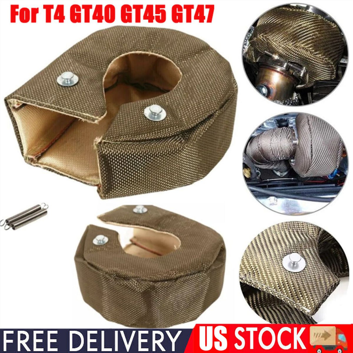 T4 Titanium Turbo Blanket Heat Shield Barrier Turbocharger Cover Wrap ...