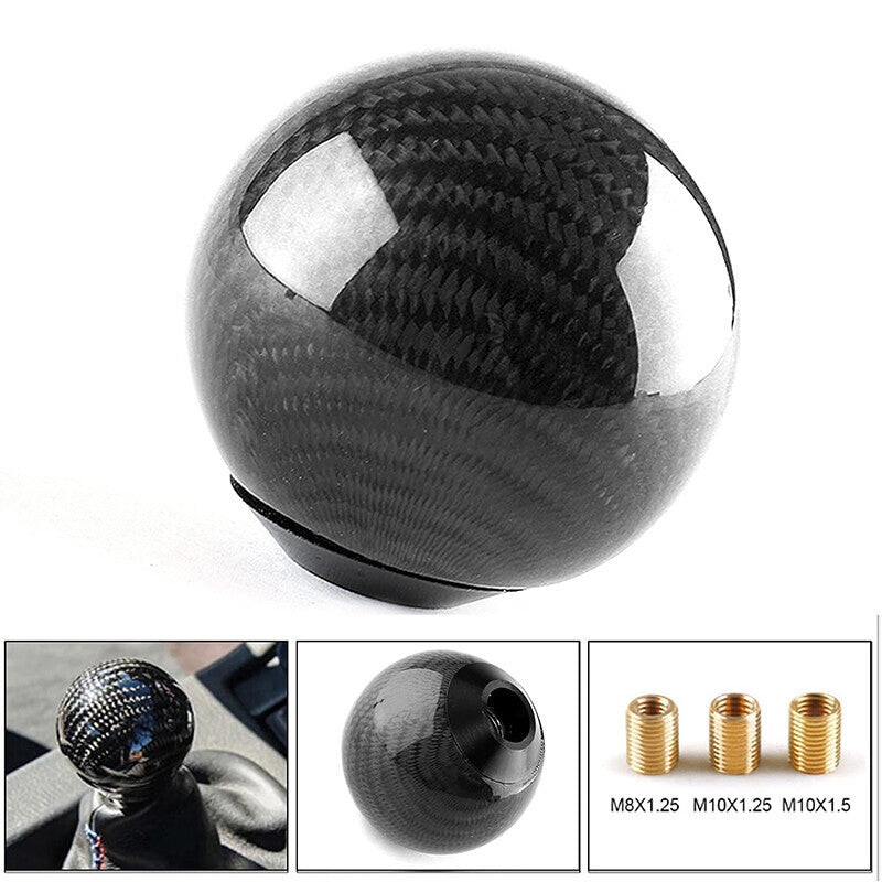 Universal Carbon Fiber Style Gear Shift Knob Round Ball with 3 Adapter ...