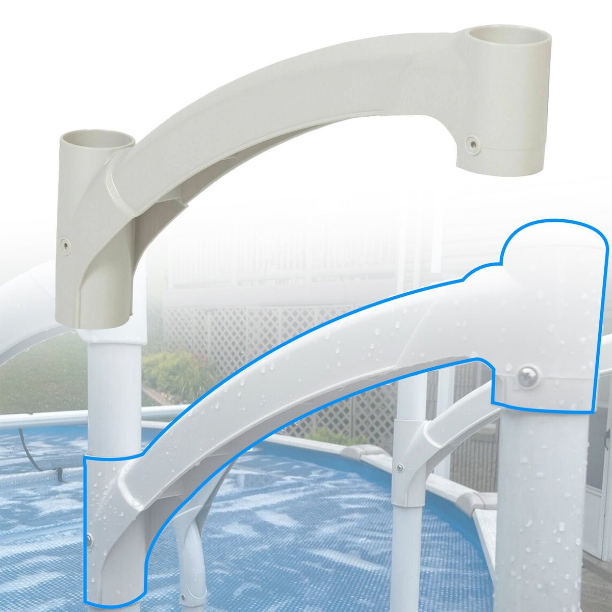 Short Handrail For Above Ground BiltMor Swimming Pool Step White New 1 ...
