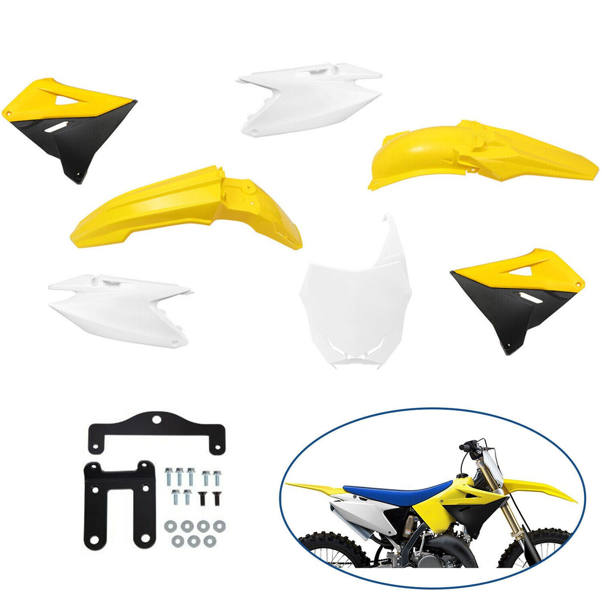 For Suzuki RM125 RM250 01-08 Restyled Complete Plastics Kit Fairing Bo ...