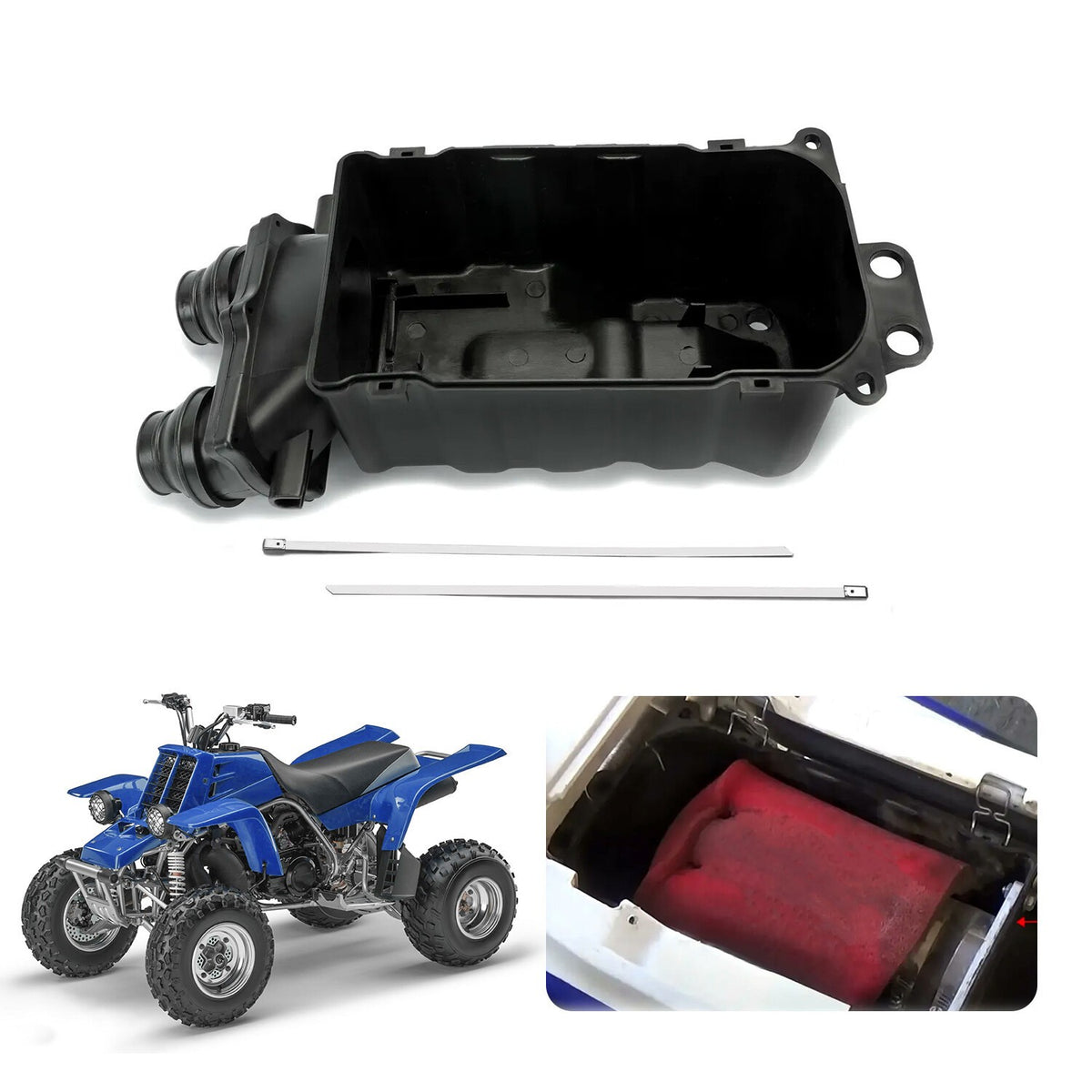 Air Box+Boots Lid Intake Duct For Yamaha Banshee 350 Airbox Air Filter ...