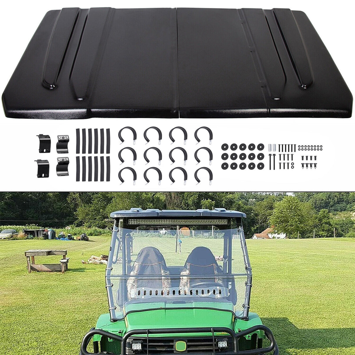 New Polyethylene Hard Top Roof For Yamaha Rhino 450 660 700 UTV Black ...