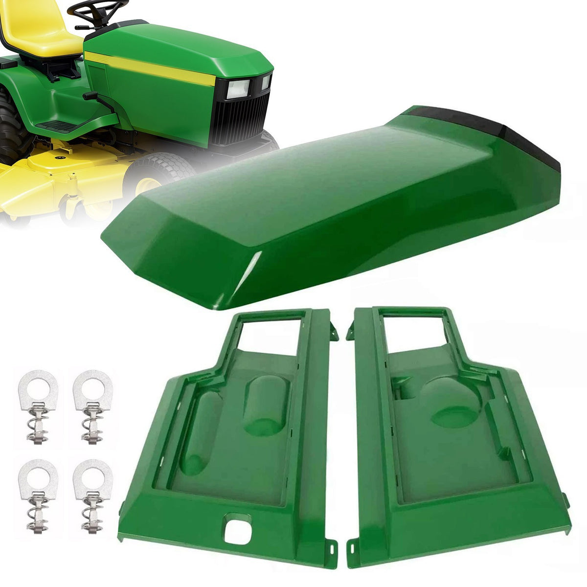 For John Deere 415 425 445 455 Side Panels Kit+Upper Hood for AM128986 ...