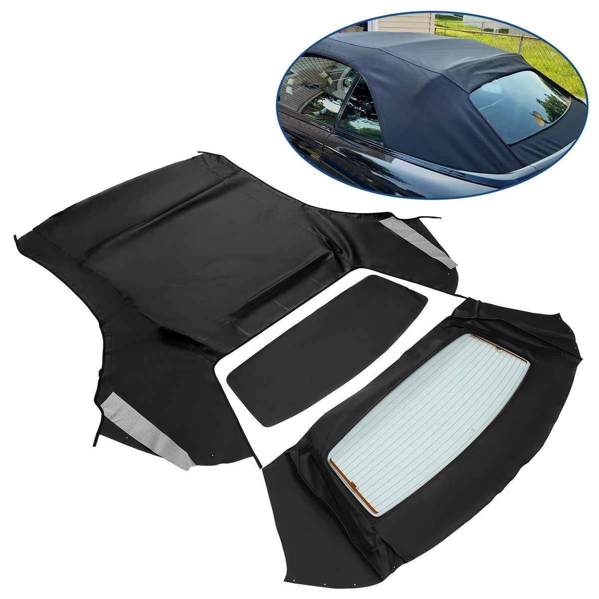 For Ford Mustang 1994-2004 Convertible Soft Top & Heated Glass Window ...