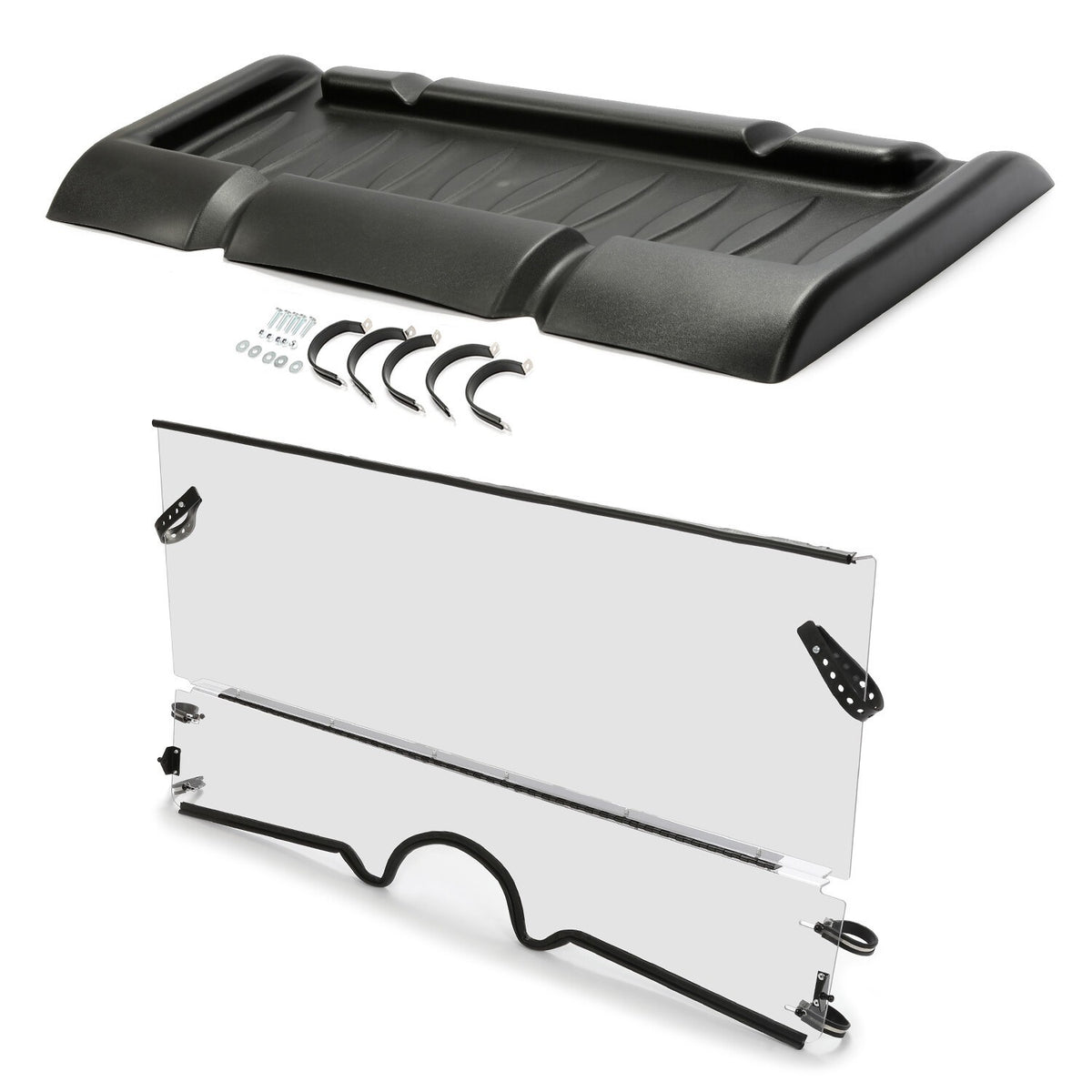 Top Roof & 1/4" Front Folding Windshield For 2004-2013 Yamaha Rhino 45 ...