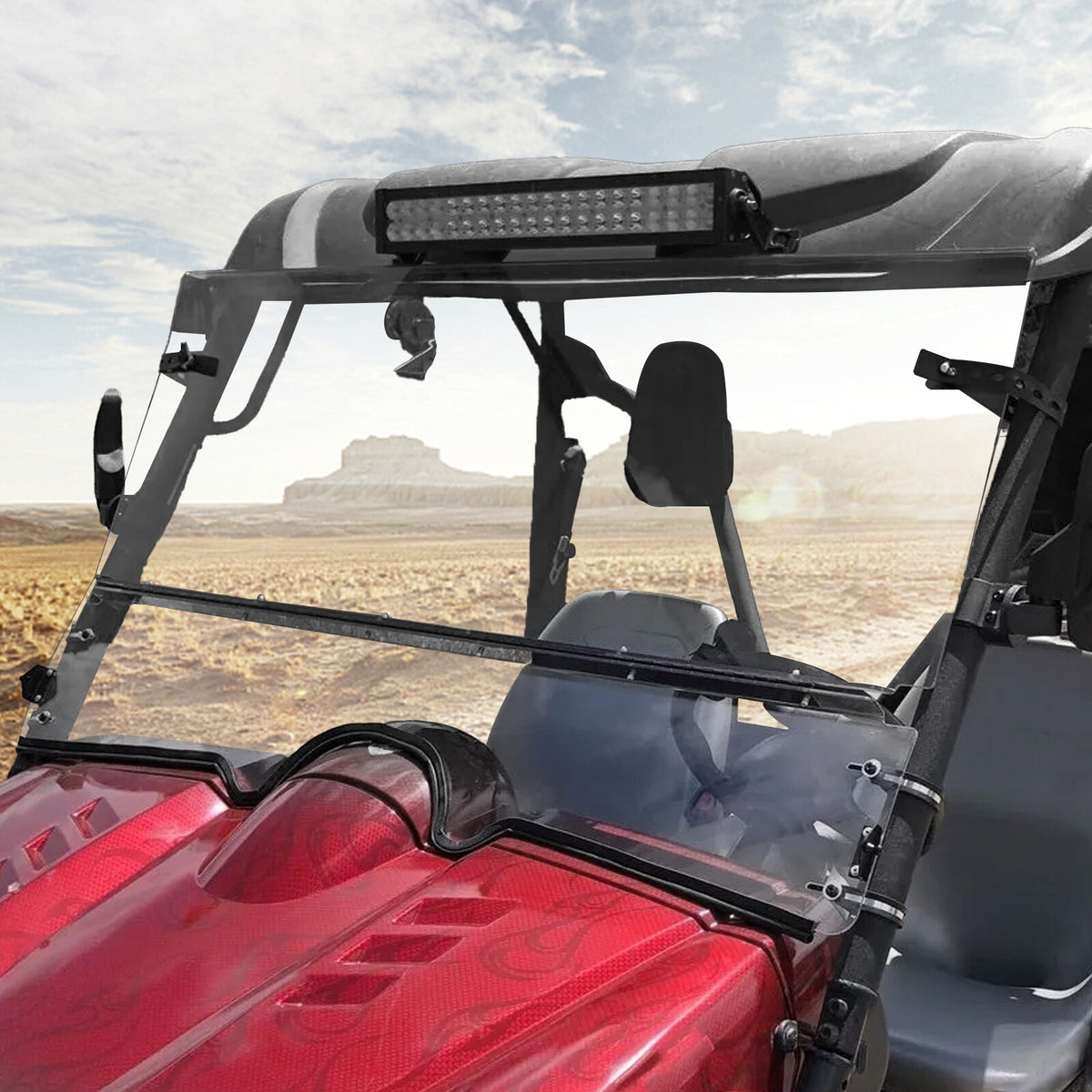 0.177" UTV Front Folding Windshields For 2004-2013 Yamaha Rhino 450 ...