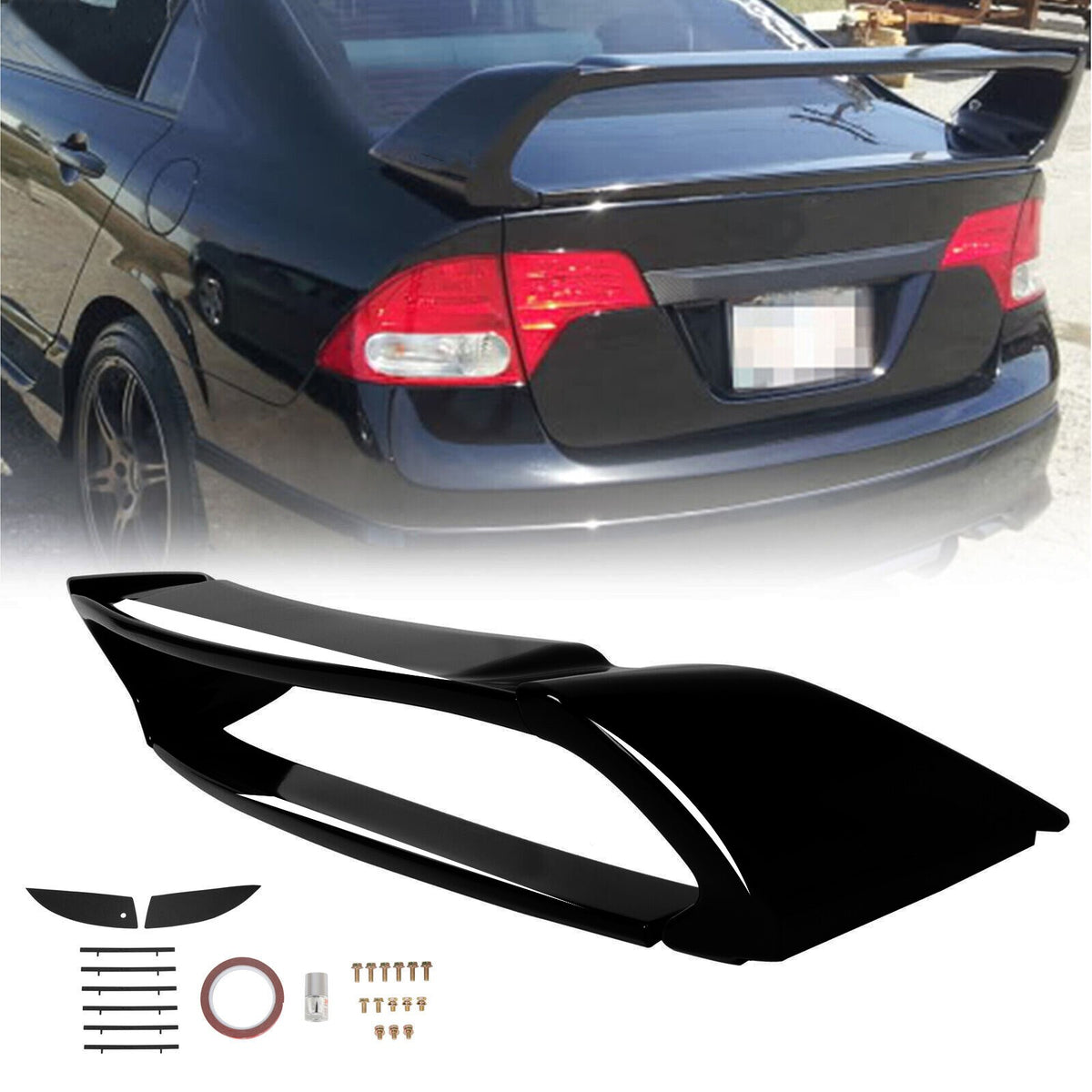 Gloss Blk Painted Rear Trunk Spoiler Wing JDM Mugen Style For Honda Ci ...