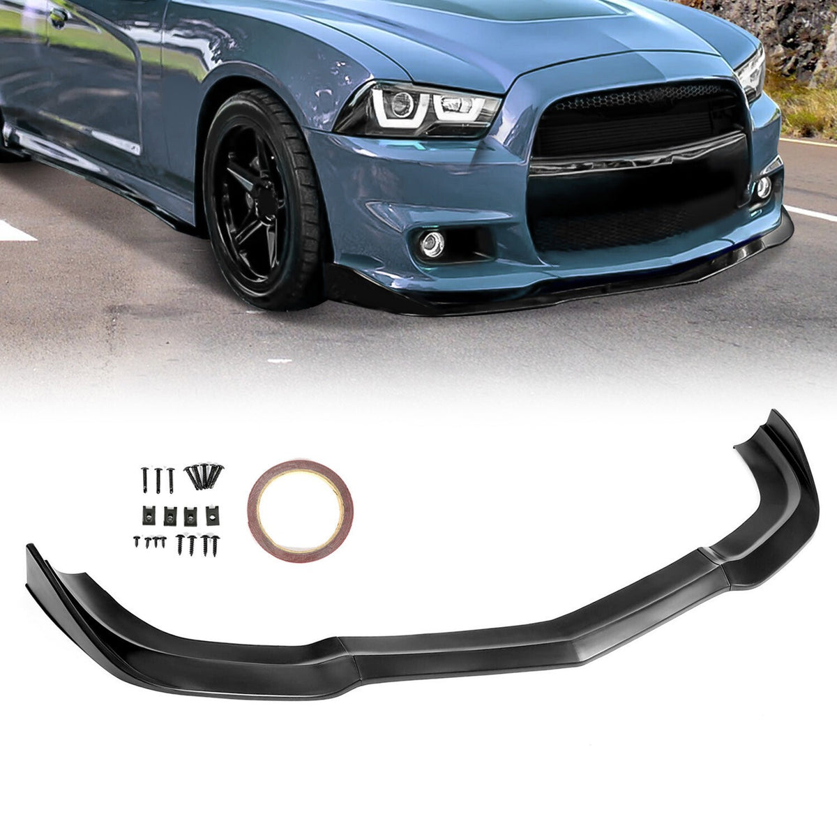 For Dodge Charger SRT 11-14 Matte Black Front Bumper Splitter Spoiler ...