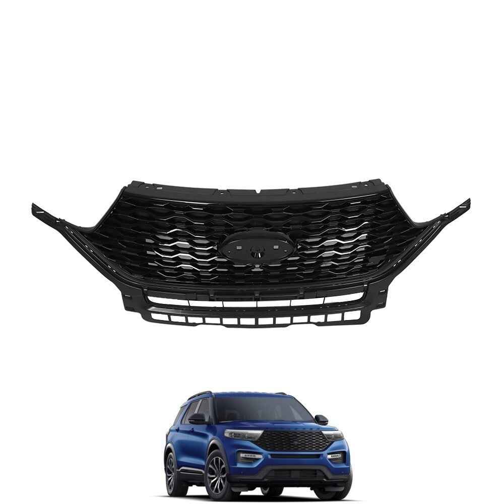 For Ford Explorer ST 2020 2021 Front Upper Grille Gloss Black Honeycomb ...
