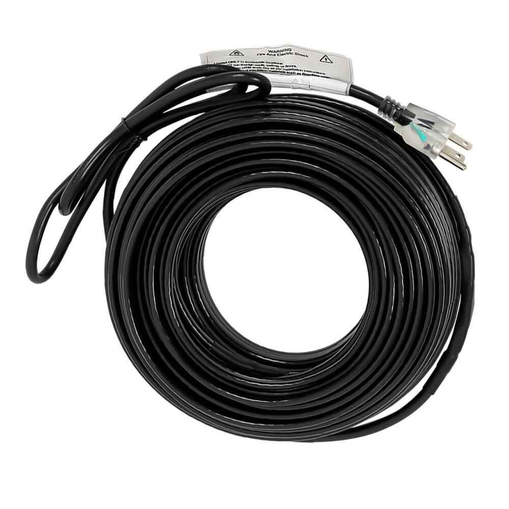 100 Feet 8W/FT Black Heat Tape W/ Clip Hook Roof Heat Cable Snow De-ic ...