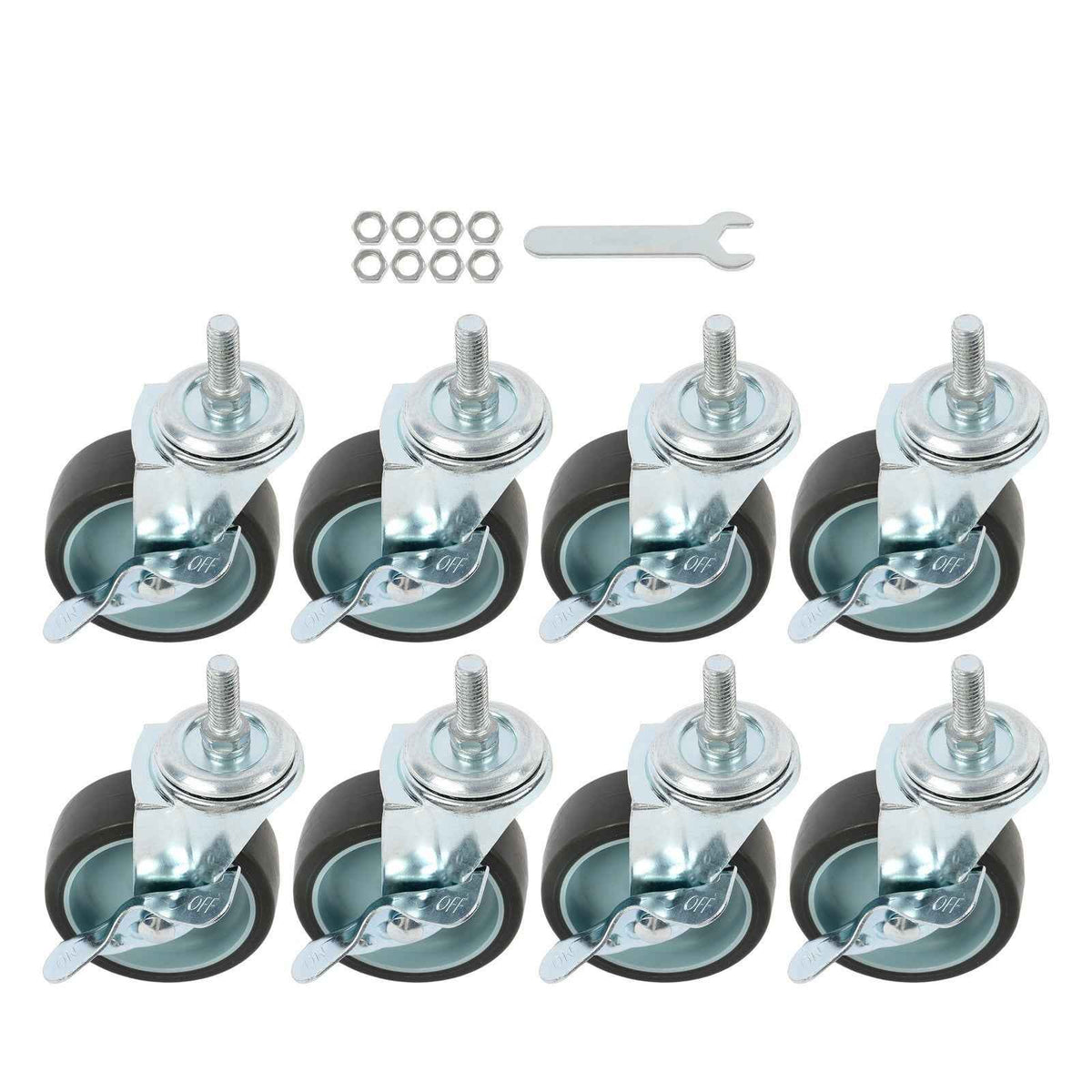 8Pack 3Inch Universal Casters Plate Swivel Caster Wheels & Side Brake 3 ...