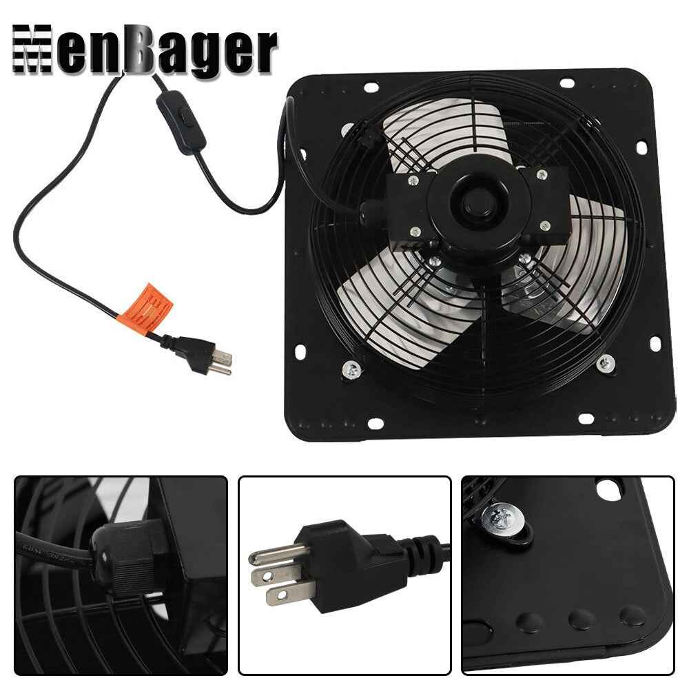 10" Exhaust Fan Ventilation Extractor Wall-Mounted Square Blower With ...