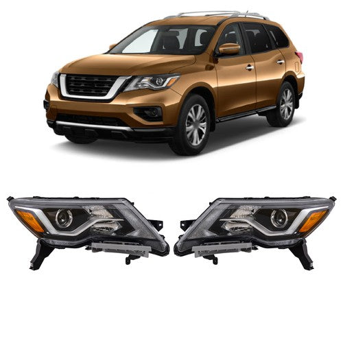 Headlights Assembly Set For Nissan Pathfinder 2017-2020 Halogen W/LED ...