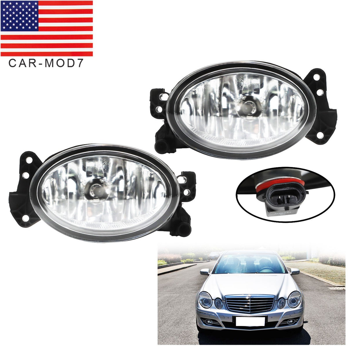 Pair LED Fog Lights for Mercedes Benz W211 E320 E350 E550 2007-2009 Ne ...