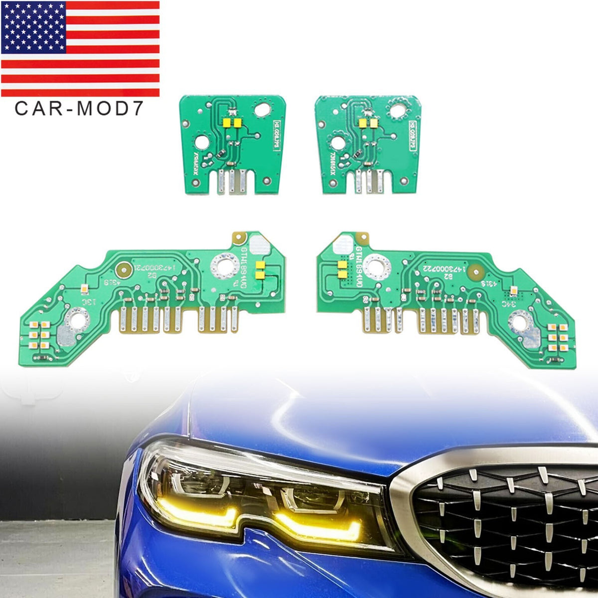 Yellow LED DRL Boards for BMW G20 330e 330i M340i 2019-22 Daytime Runn ...