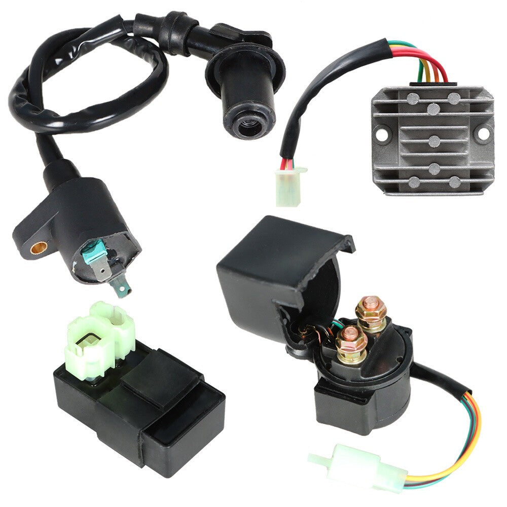 125-150cc GY6 ATV Go Kart Electric Ignition Coil CDI Relay Regulator S ...
