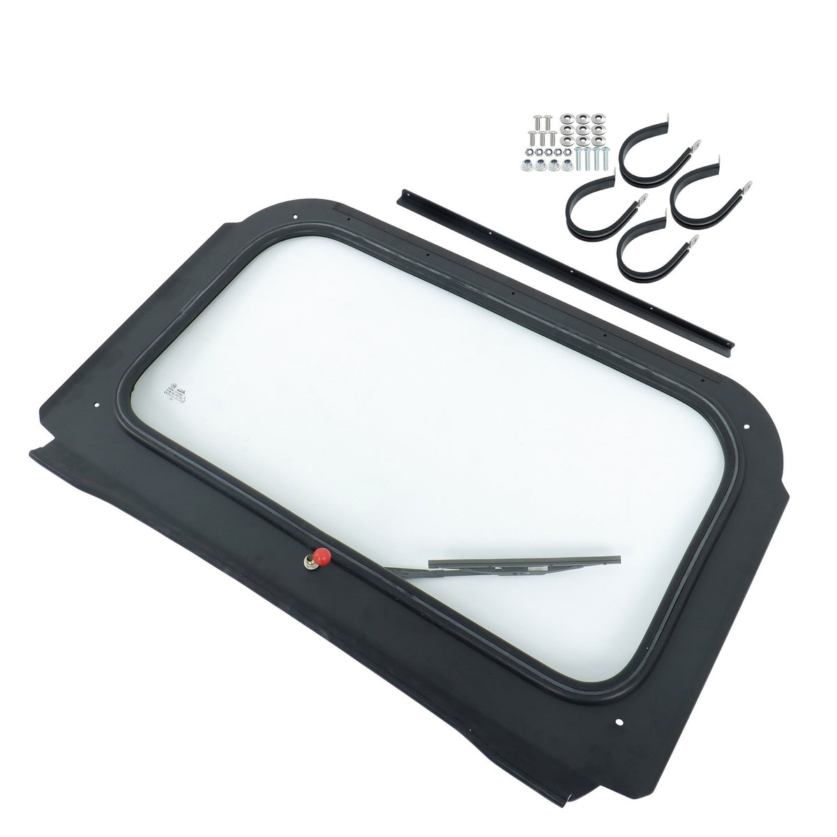 Polaris RZR Full Glass Windshield w/ Wiper Black 800 XP 900 570 2008-2 ...