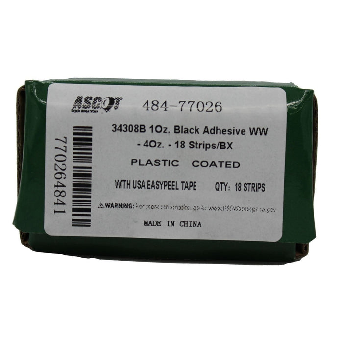 Ascot 484-77026 Premium Black Steel Adhesive Tape 1 oz - 18 Strips Box ...