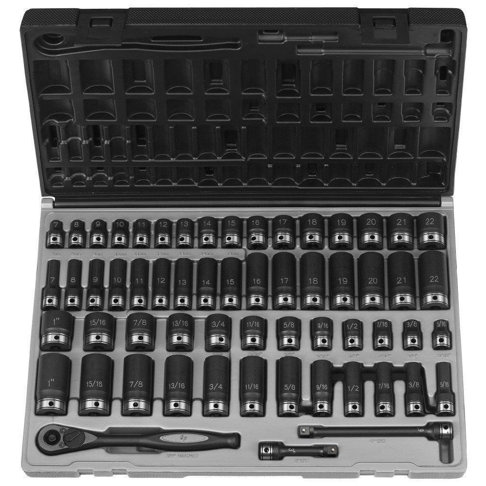 Grey Pneumatic 81659CRD 59-Piece 3/8" Drive SAE & Metric Duo-Socket Se ...