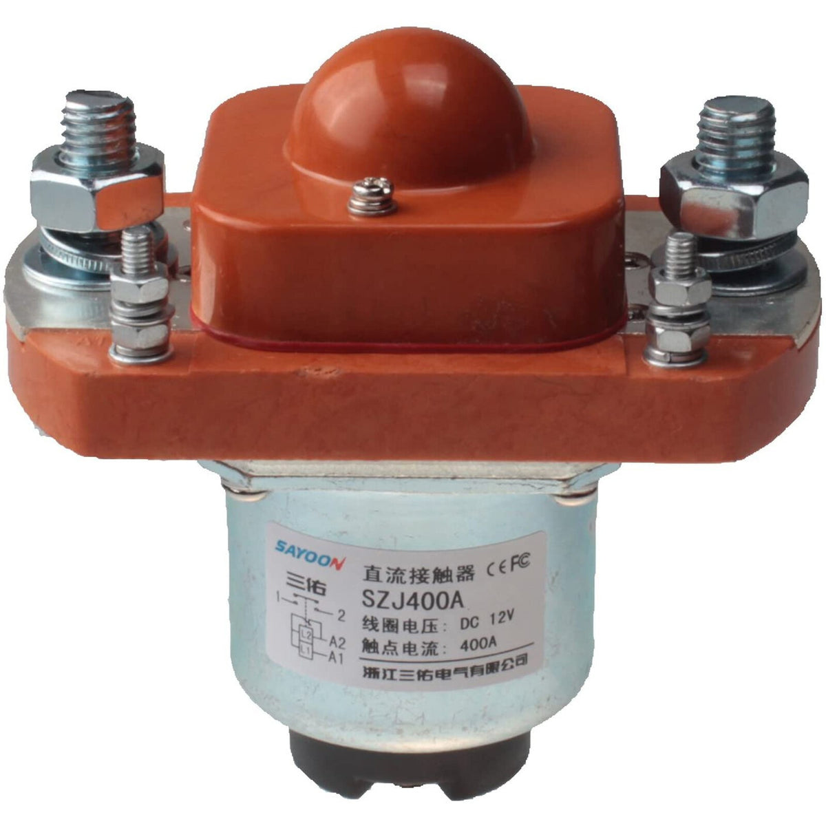 DC 12V 400A Main Contactor Solenoid MZJ-400A Heavy Duty Relay Switch ...