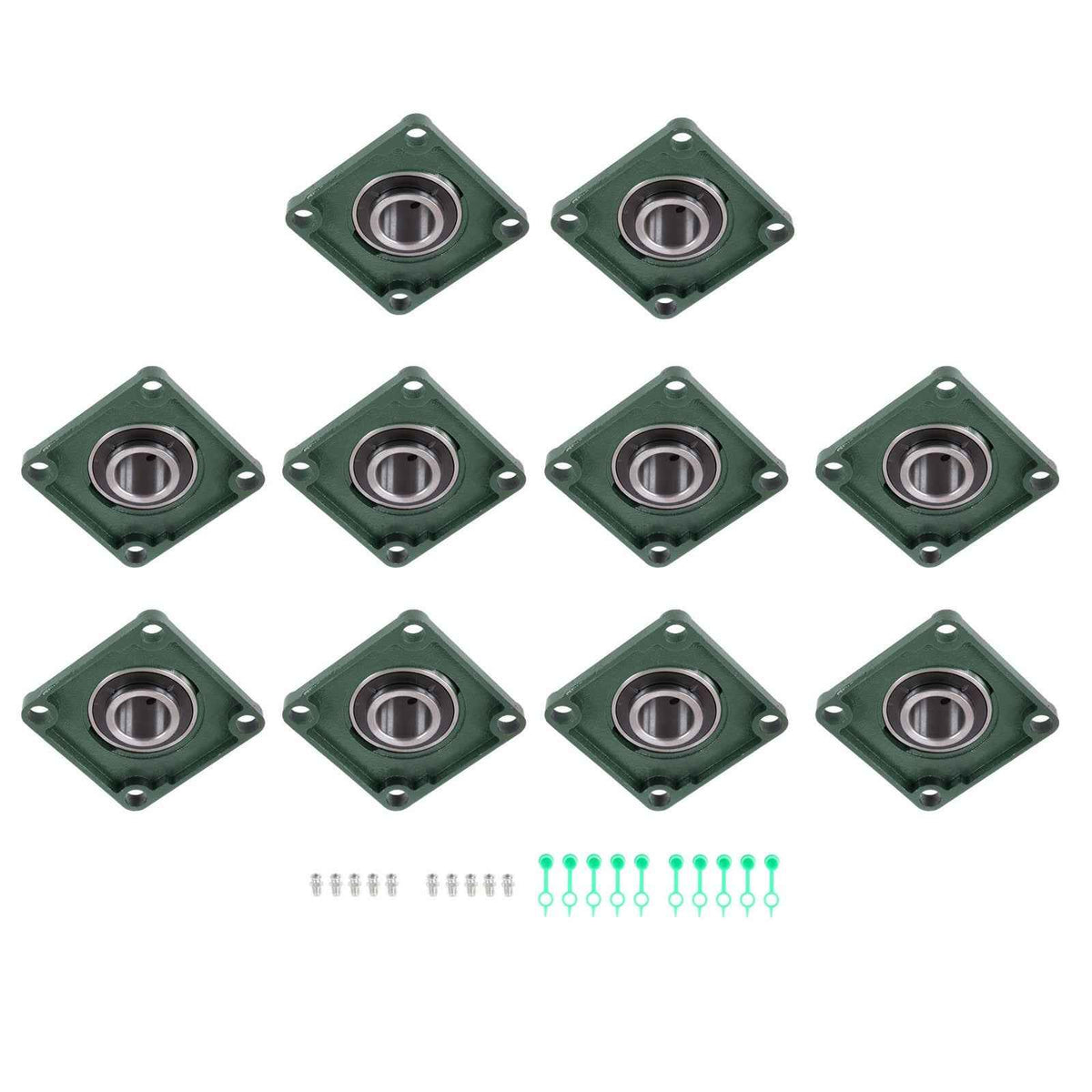 New 10Pcs 1-1/2" Bore 4 Bolt Solid Base UCF208-24 Pillow Block Flange ...