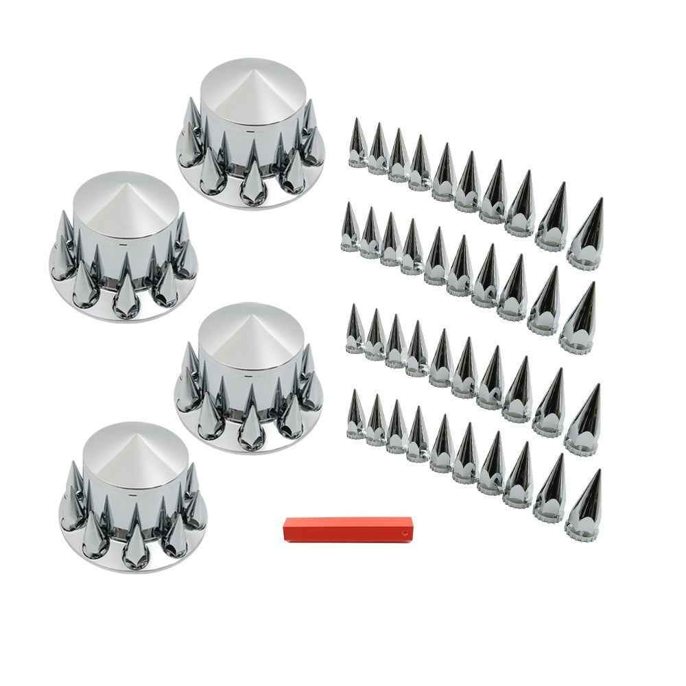 Rear Axle Wheel Cover Spike Screw-on Lug Nut Cover Semi Truck Chrome 3 ...