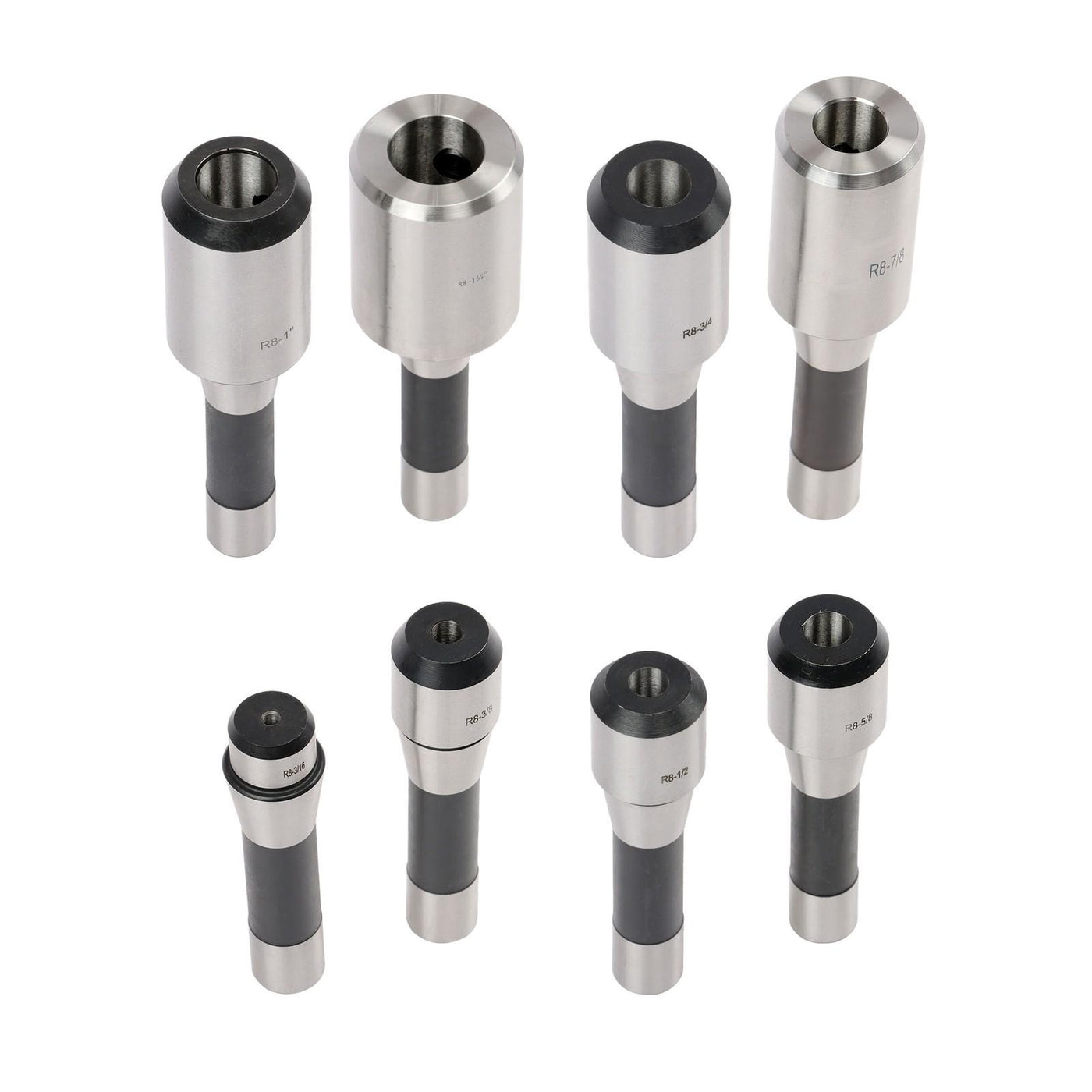 8 Pack New Precision End Mill Tool Holder Set for R8 Milling Machine 2 ...