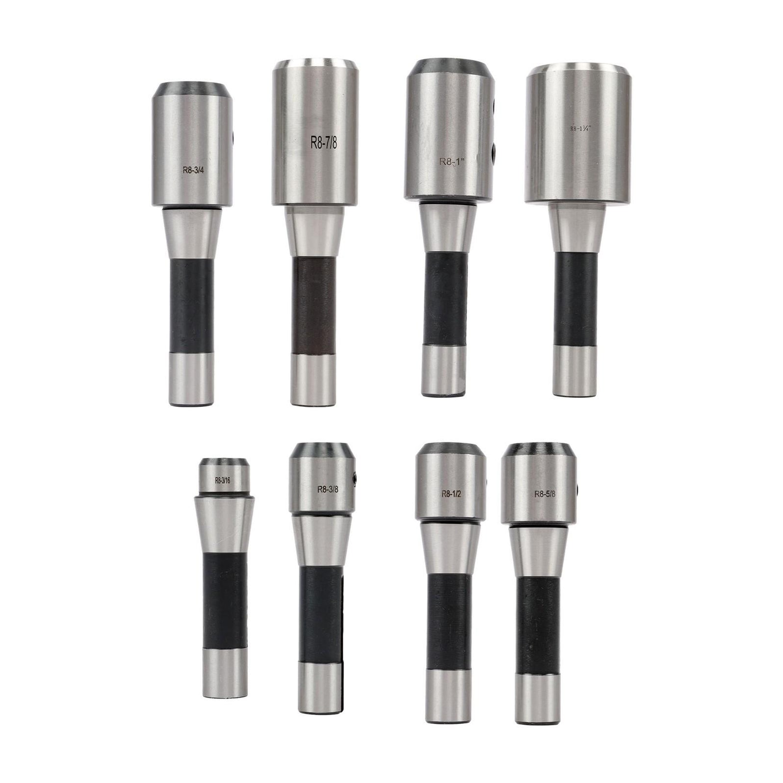 8 Pack New Precision End Mill Tool Holder Set for R8 Milling Machine 2 ...