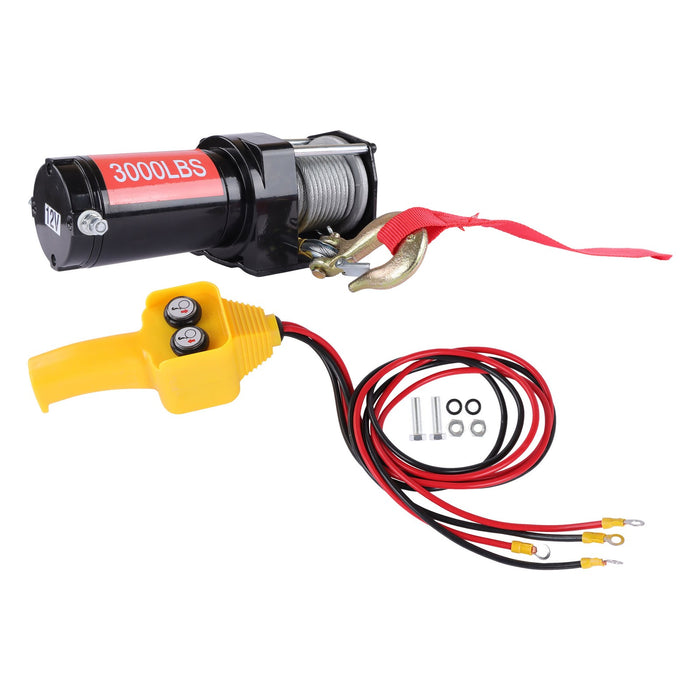 IP55 Waterproof Electric Winch 3000lbs with 3/16in x 32ft 7 Strand Ste ...