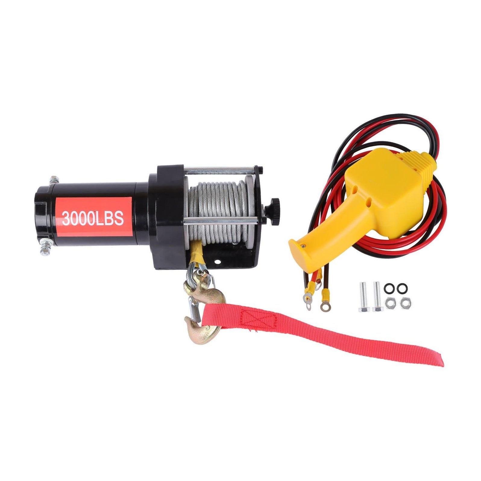 IP55 Waterproof Electric Winch 3000lbs with 3/16in x 32ft 7 Strand Ste ...